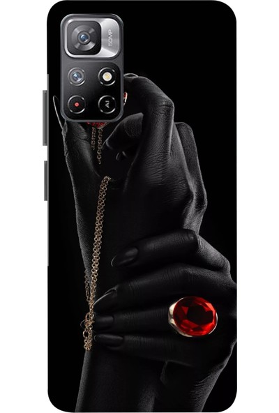 Zipax Xiaomi Redmi Note 11 Pro Kılıf Kırmızı Taşlı Desenli Hd Baskılıf Silikon Kılıf - Kirmizitasli