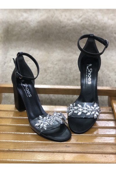 Kafkaslar Bayan Tek Bant Şeffaf Kalın Topuklu Abiye Ayakkabı