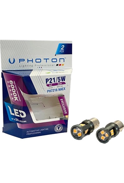 Photon Turuncu P21/5W 1016 Exclusive Çift Duy LED 2'li