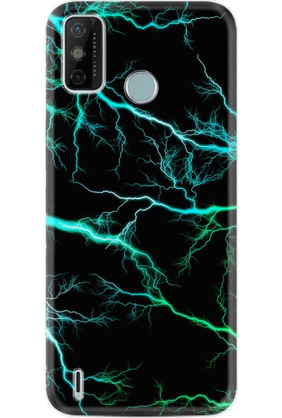 Kılıfland Tecno Spark 6 Go Kılıf Silikon Desen Özel Seri Green Thunder 1693