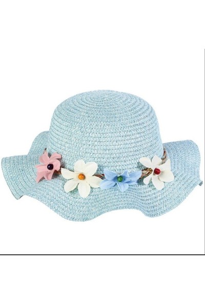 Charge Renkli Çiçekli Çocuk Hasır Şapka
