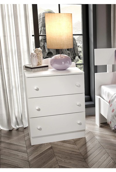 Afilli Günce 3 Çekmeceli Şifonyer Beyaz