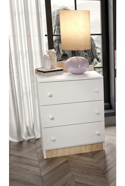 Afilli Günce Şifonyer Meşe Beyaz