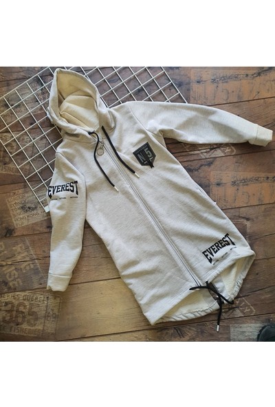 Damla Bebe Kız Çoçuk 9-14 Yaş Everest Baskılı Sweat Uzun Hırka