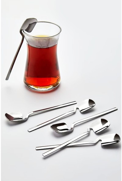 Anadolu Saray Çarşısı 6 'lı Bardak Kenarına Asılabilen Kesik Çay Kaşığı | 6'lı Çay Kaşığı