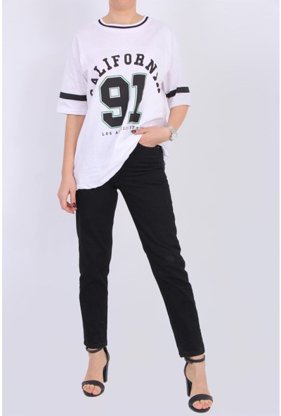 Laviyosa Califonia Baskılı Tişört Beyaz