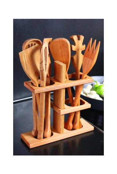 Zembu Revv Kayın Kaşıklık ve 7'li Servis Seti Zembu Revv Kayın Kaşıklık ve 7'li Servis Seti