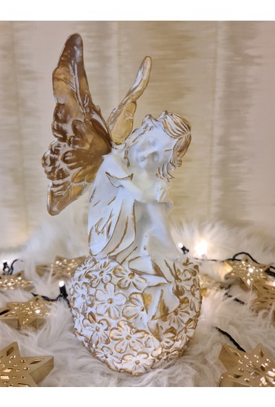Ella's Design Studio Çiçek Küreli Melek Biblo Beyaz Gold, Melek Biblo, Çiçekli Melek Heykel, Sevgililer Günü Ella's Design Studio Çiçek Küreli Melek Biblo Beyaz Gold, Melek Biblo, Çiçekli Melek Heykel, Sevgililer Günü
