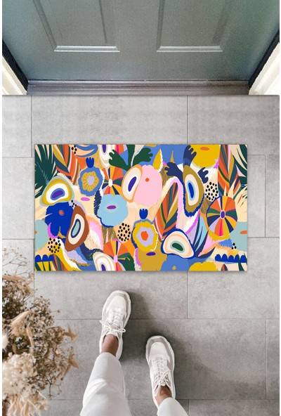 Silkcoat Home Iç ve Dış Mekan Çok Renkli Kapı Önü Paspası Modern Desen Paspas