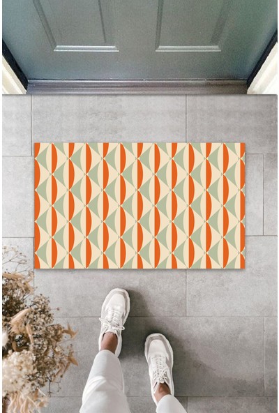 Silkcoat Home Iç ve Dış Mekan Turuncu Kapı Önü Paspası Modern Desen Paspas