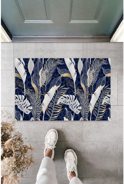 Silkcoat Home Çok Amaçlı Dijital Yaprak Lacivert Kapı Paspası Dış Mekan Paspas Silkcoat Home Çok Amaçlı Dijital Yaprak Lacivert Kapı Paspası Dış Mekan Paspas