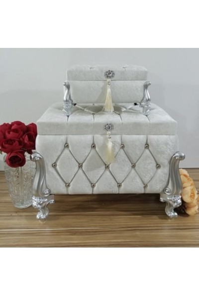 Ceyyiz Söz Nişan Bohça Gelin Düğün Çeyiz Sandığı 2'li 0615K Ekru Ceyyiz Söz Nişan Bohça Gelin Düğün Çeyiz Sandığı 2'li 0615K Ekru