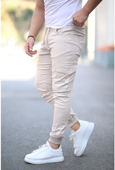 Ohepmoda Dar Kesim Beli ve Paçası Lastikli Kargo Cep Pantolon Krem Ohepmoda Dar Kesim Beli ve Paçası Lastikli Kargo Cep Pantolon Krem