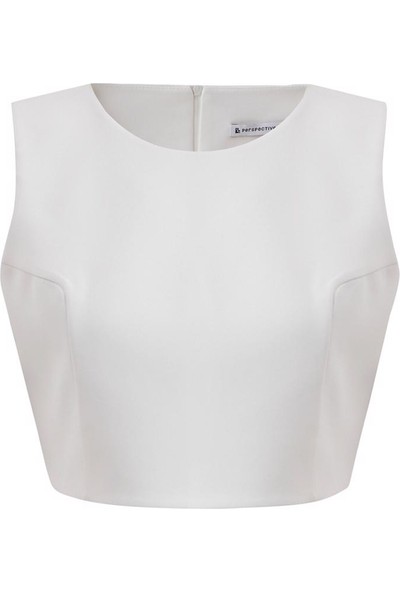 Perspective Lorna Slim Fit Ekru Crop Bluz