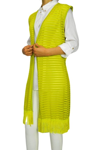 Bolo Beleke Kadın Eteği Saçaklı Uzun Yelek BGL-5040 Bolo Beleke Kadın Eteği Saçaklı Uzun Yelek BGL-5040