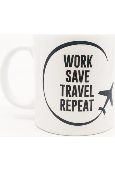 Yeşil Koala Work Save Travel Repeat Baskılı Seramik Kahve Çay Kupası 022-09 Yeşil Koala Work Save Travel Repeat Baskılı Seramik Kahve Çay Kupası 022-09