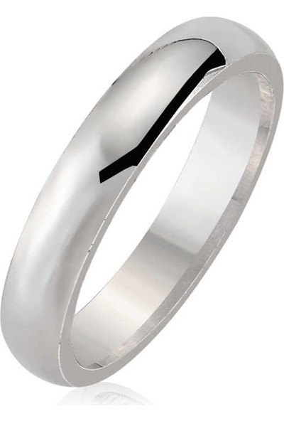 Gumush 4 mm Düz Bombeli Gümüş Alyans