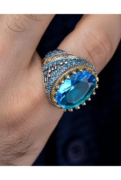 Prestige Gümüş Gümüş Erkek Yüzük Aqua Marine TAŞLI00024