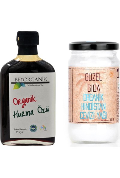 Beyorganik Organik Hurma Özü 255 gr + Güzel Gıda Organik Hindistan Cevizi Yağı 300 ml