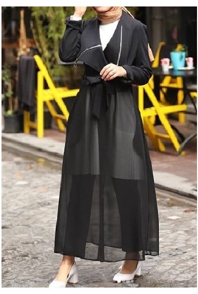 Nur Uslu Butik Tasarım Yaka Fermuar Detaylı Ceket Nur Uslu Butik Tasarım Yaka Fermuar Detaylı Ceket