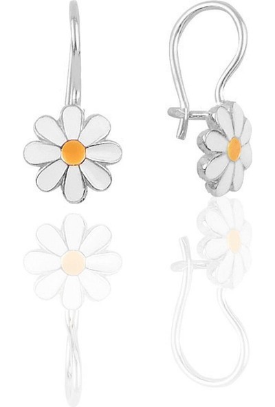 Söğütlü Silver Gümüş Mineli Çengelli Papatya Küpe