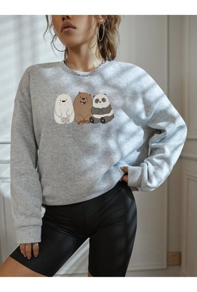 Kafadar Ayılar Baskılı Oversize Sweatshirt Kafadar Ayılar Baskılı Oversize Sweatshirt