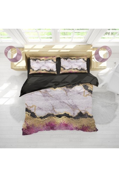 Pembe Gold Pamuk Saten Çift Kişilik Nevresim Takımı