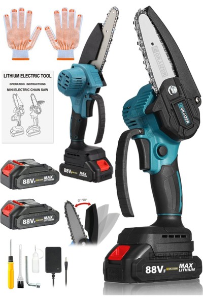 Graizer Alman gr 88 V 5 Ah Akülü Dal Kesme Budama Testere Bıçkı Makinesi Çift Akülü Çantali 15 cm Graizer Alman gr 88 V 5 Ah Akülü Dal Kesme Budama Testere Bıçkı Makinesi Çift Akülü Çantali 15 cm