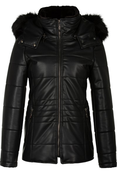 Ekol Kürk Kapüşonlu Deri Kaban Ekol Kürk Kapüşonlu Deri Kaban