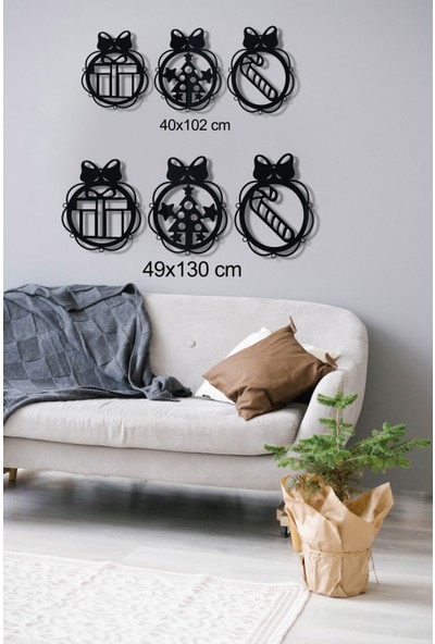 Concept Art Yılbaşı Süsleri Metal Duvar Tablosu (3’lü Set)