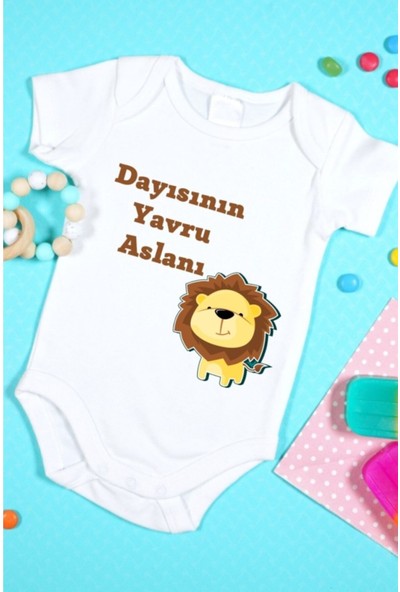 Tuğba Baby Özel Tasarım Bebek Zıbın - Çıtçıtlı Body (Dayısının Yavru Aslanı)
