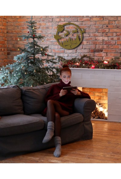 Concept Art Noel Baba ve Geyikler Metal Duvar Tablosu