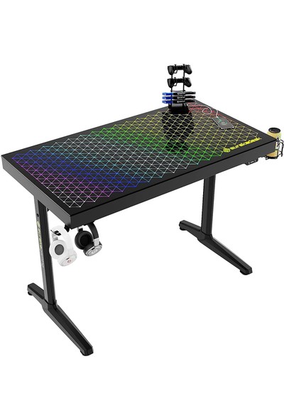 Eureka Ergonomik Temperli Cam Rgb Oyun Masası, 43 Inç Ev Ofis Bilgisayar Masası Yeni Poligon Ayak Tasarımı Genel Seri I43, Siyah Eureka Ergonomik Temperli Cam Rgb Oyun Masası, 43 Inç Ev Ofis Bilgisayar Masası Yeni Poligon Ayak Tasarımı Genel Seri I43, Siyah