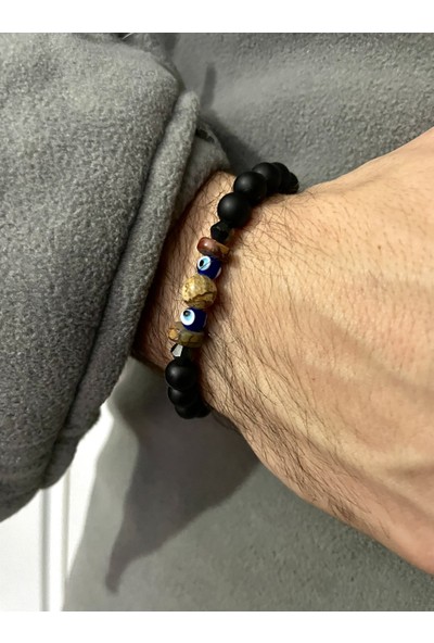 Padore Accessory Unisex - Jasper Taşı ile Tasarlanmış, Nazar Boncuklu Şık Doğal Taş Bileklik