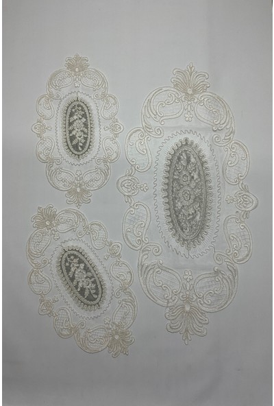 Bünyamin Çalışkan 3 Parça Salon Takımı - Kadife Dantelli 3 Parça Salon Seti