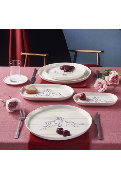 Güral Porselen Love 11 Parça 2 Kişilik Bone Kahvaltı Takımı - 25422