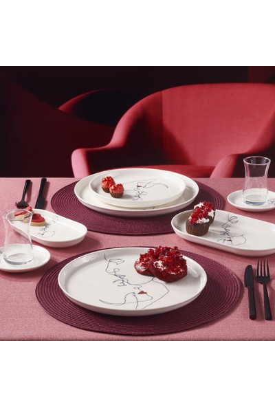 Güral Porselen Love 11 Parça 2 Kişilik Bone Kahvaltı Takımı - 25442