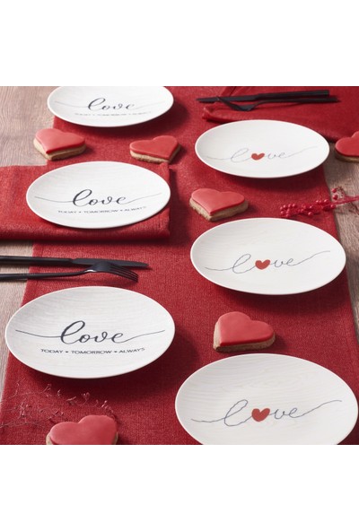 Güral Porselen Love 6 Parça Bone Pasta Takımı - 7342
