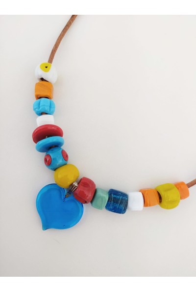 Troya Bodrum Cam Boncuğu Deri Kordonlu Kolye Troya Bodrum Cam Boncuğu Deri Kordonlu Kolye