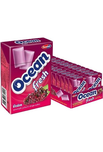 Saadet Ocean Fresh Üzüm Kutu Sakız 12 gr x 20 Adet'li Saadet Ocean Fresh Üzüm Kutu Sakız 12 gr x 20 Adet'li