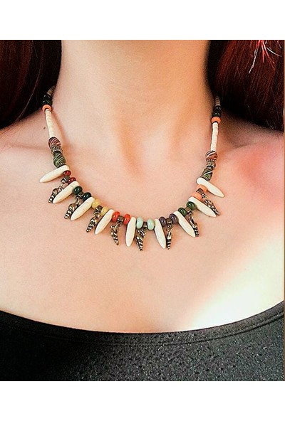 En Luna Takı Aksesuar Fildişi Doğal Taş Kolye