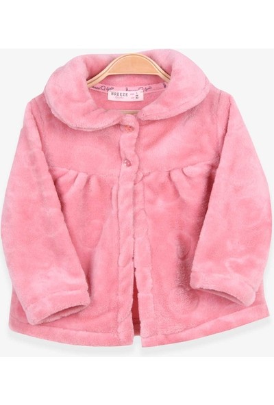 Breeze Kız Bebek Hırka Peluşlu Gülkurusu Casual Soft (9 Ay-3 Yaş)