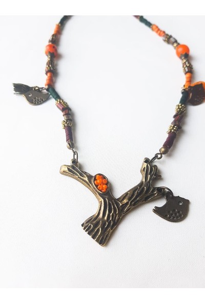 En Luna Takı Aksesuar Ağaç Doğal Taş Kolye