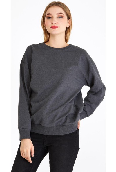 Apre Antrasit Bisiklet Yaka Sweatshirt
