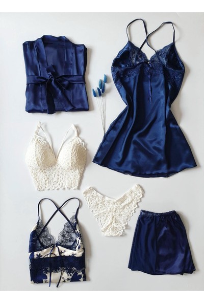 Çeyize Dair Herşey Lacivert 6 Lı Saten Sabahlıklı Çeyiz Seti 5922 Çeyize Dair Herşey Lacivert 6 Lı Saten Sabahlıklı Çeyiz Seti 5922