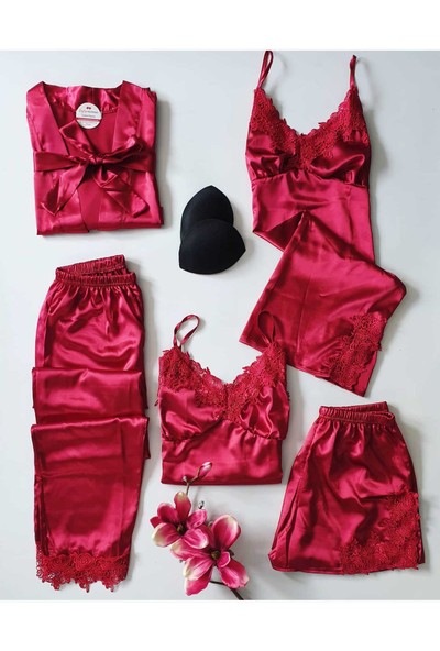 Çeyize Dair Herşey Fuşya Ipek Saten 5 Li Gecelik Sabahlık Şortlu Pijama Seti 5936 Çeyize Dair Herşey Fuşya Ipek Saten 5 Li Gecelik Sabahlık Şortlu Pijama Seti 5936