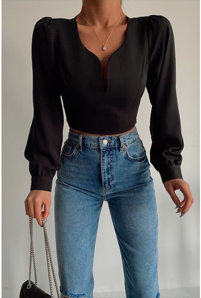Crop Lover Bluz Siyah Crop Lover Bluz Siyah
