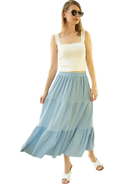 Kadın Üç Katlı Fırfırlı Etek %100 Cotton DILO23