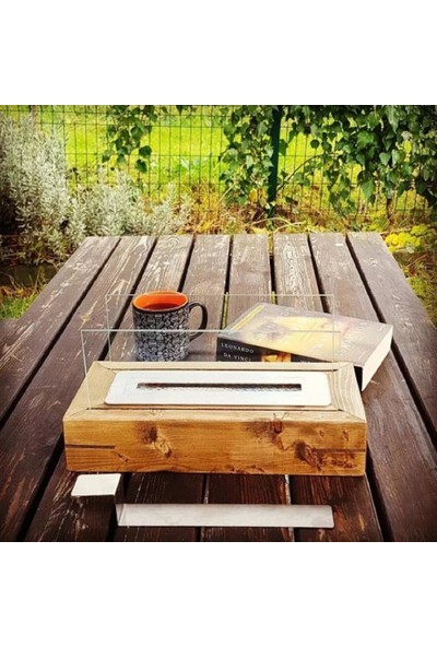 Dekor Masaüstü Ahşap Bio Şömine Tivolyo Bioethanol Şömine 30X15X21 cm