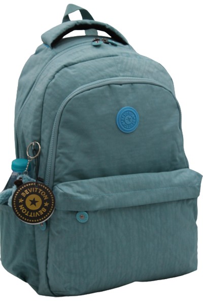 Bevitton Krinkıl Su Geçirmez Kumaş Moden Unisex Kadın Turkoaz Okul Sırt Çantası 2200